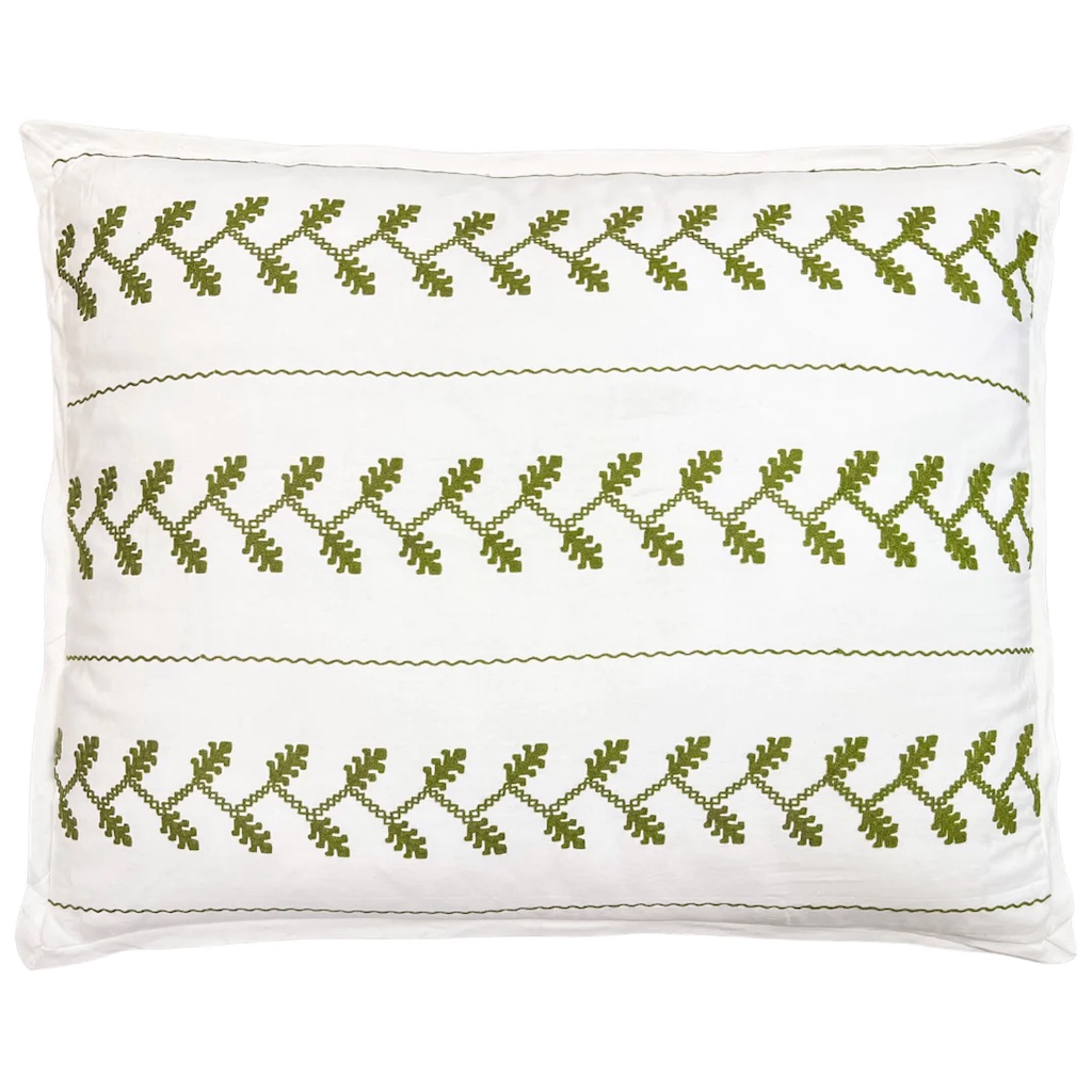 Amer Embroidered Shams White/Green